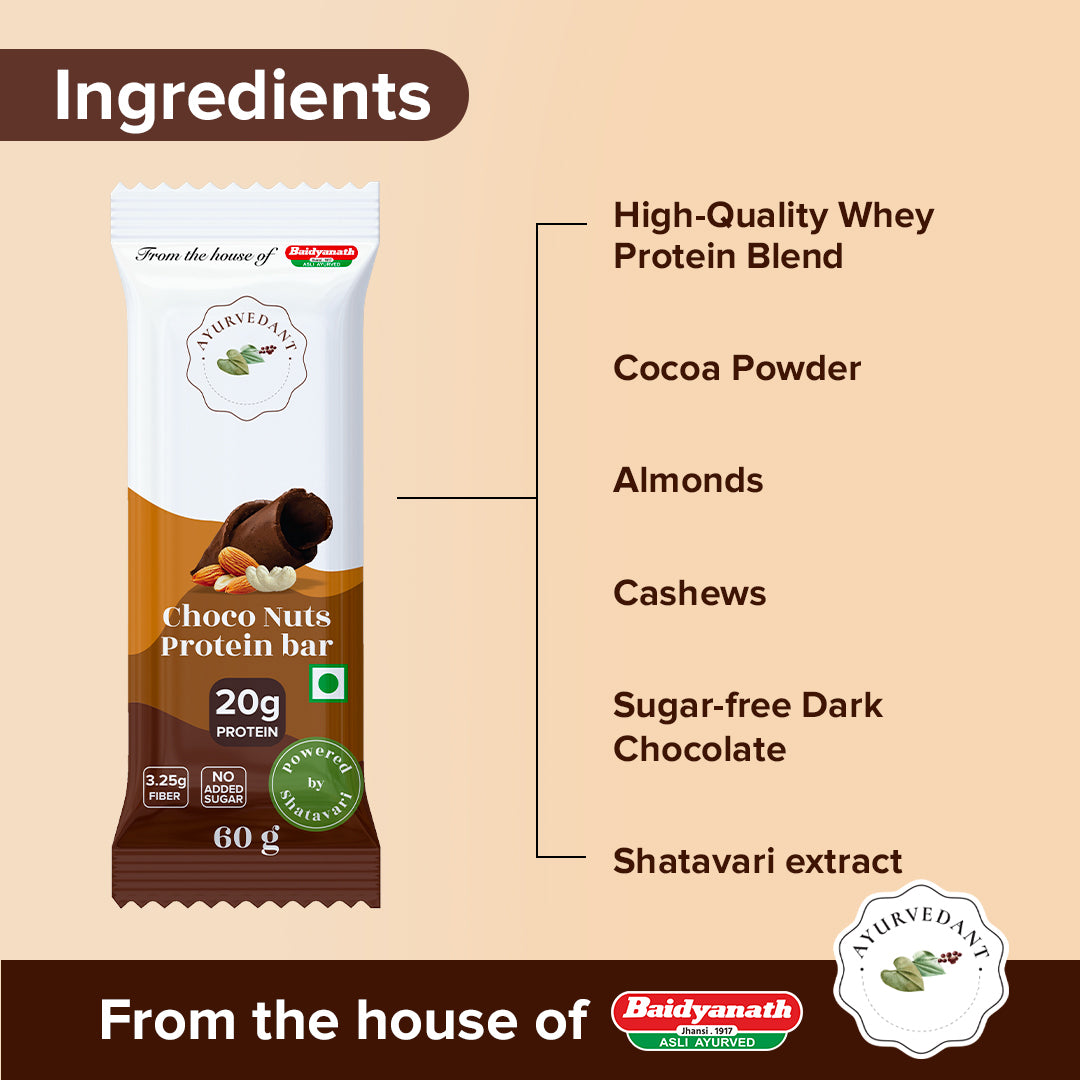 Choco Nuts Protein Bar – Powered by Shatavari (Pack of 6) – Ayurvedant